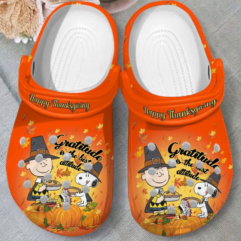 Peanuts Snoopy Happy Thanksgiving Day Orange Clogs For Kids And Adults ...
